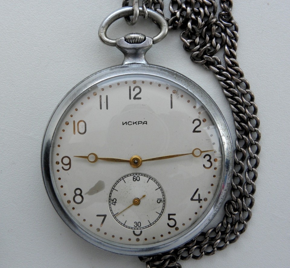 RARE BRAND ISKRA 4Q-1955 POCKET WATCH MOLNIJA 2MWF SOVIET RUSSIAN USSR ...