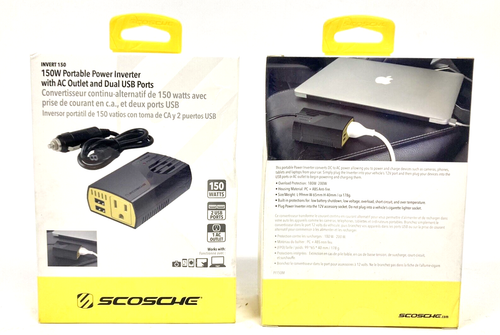 2 Pack Scosche 150W Portable Power Inverters with AC Outlet Dual USB ...