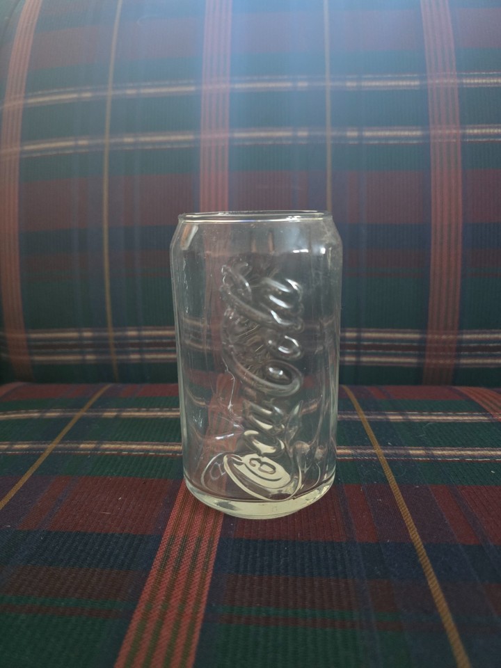 Coca-Cola Coke Can Shaped Clear Green Glass Vintage Soda Drinking Cup ...