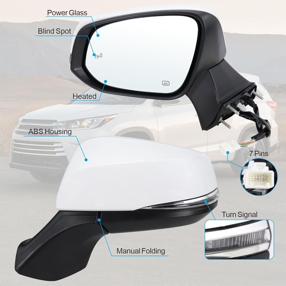 Left Driver Side Mirror Fits 2020-2025 Toyota Highlander with Power ...