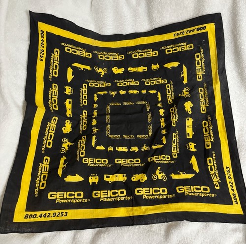 GEICO, Powersports Yellow and Black Handkerchief, 22 x 22 Inches | eBay