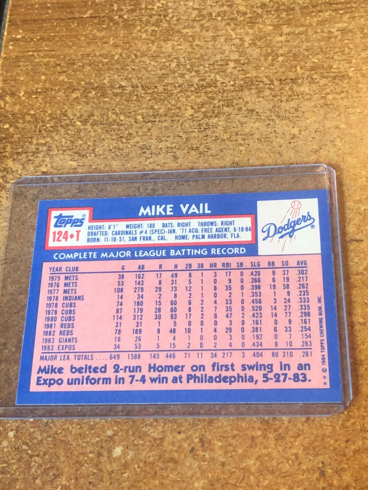 1984 Topps Traded Baseball # 124T Mike Vail | eBay