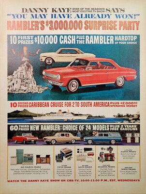 Danny Kaye Rambler Hardtop Print Ad Vintage Ephemera Art Surprise Party ...