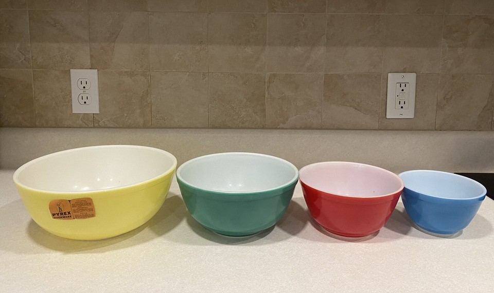 New Old Stock In Box Pyrex Primary Colors Bowl Set 1940s 1950s | eBay