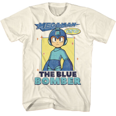 Mega Man Men's T Shirt The Blue Bomber Capcom Video Games Natural ...