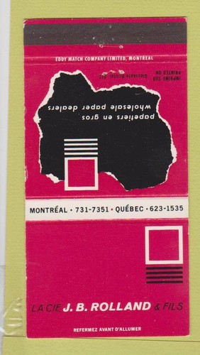 Matchbook Cover - JB Rolland Montreal QC Paper 30 Strike | eBay