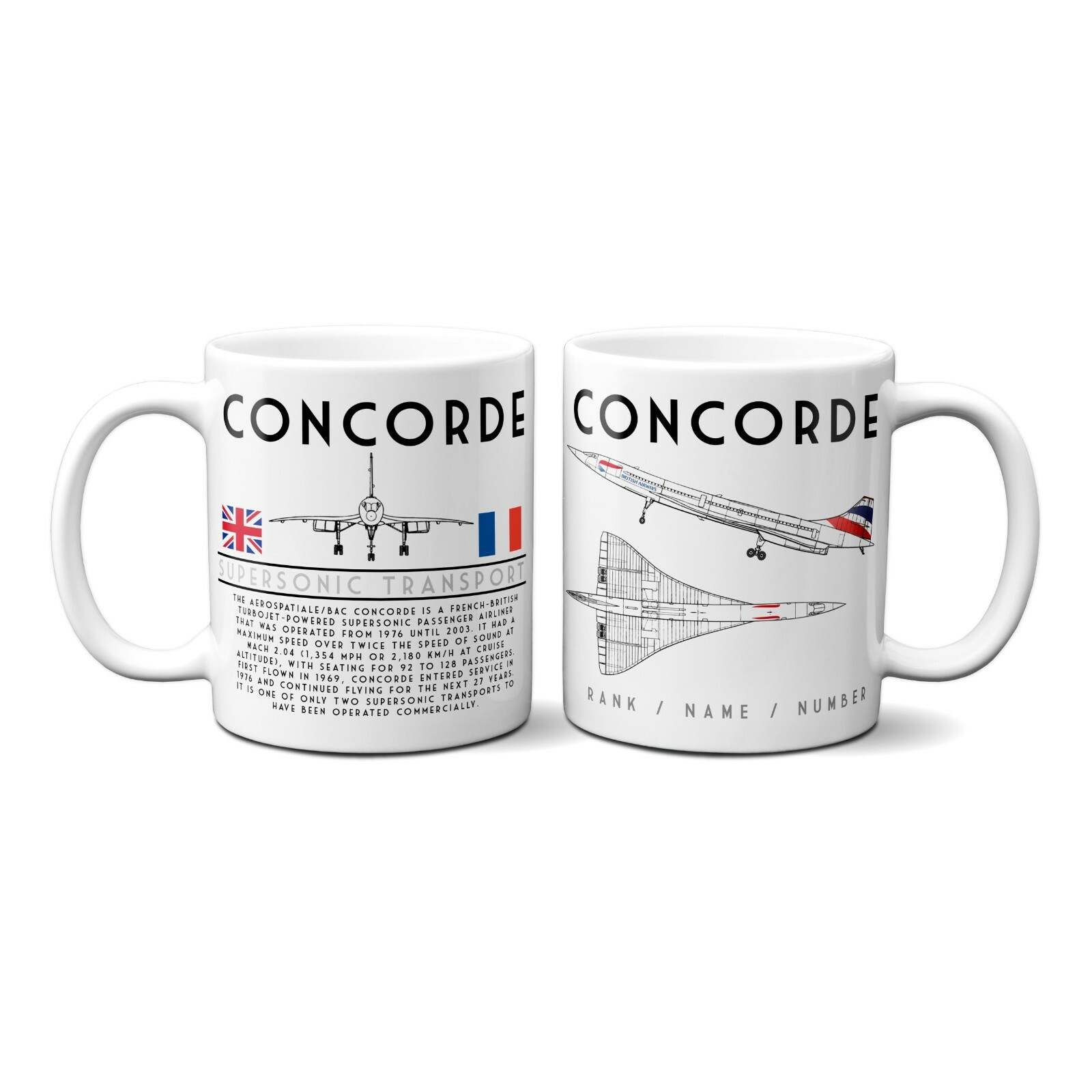 Personalised CONCORDE Plane Mug Cup Supersonic Gift British Airways ...