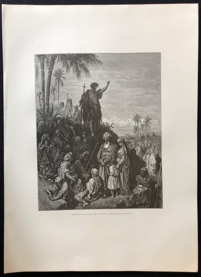 Prédication de Saint Jean-Baptiste d'après Gustave Doré estampe de 1874 ...