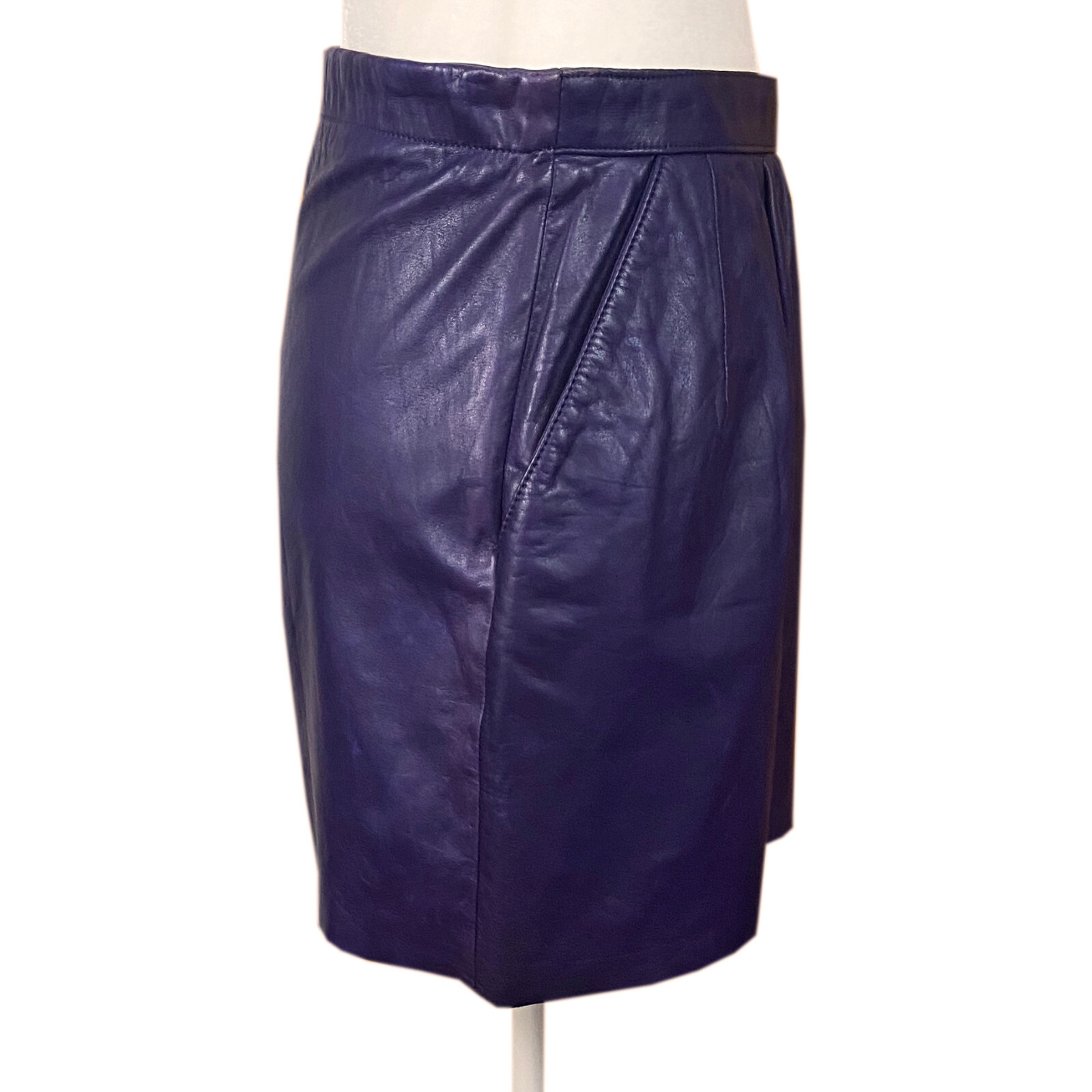 Vintage Nora Noh Purple Leather Skirt Size 8 Korea Po… - Gem