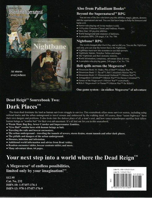 Dead Reign Sourcebook 2 Dark Places 1st Ed. RPG 2009 Palladium ISBN ...