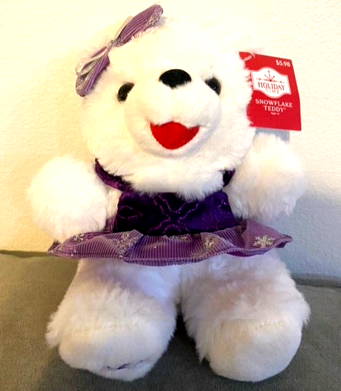 2022 WalMART CHRISTMAS Snowflake TEDDY BEAR White Girl 11" Purple ...
