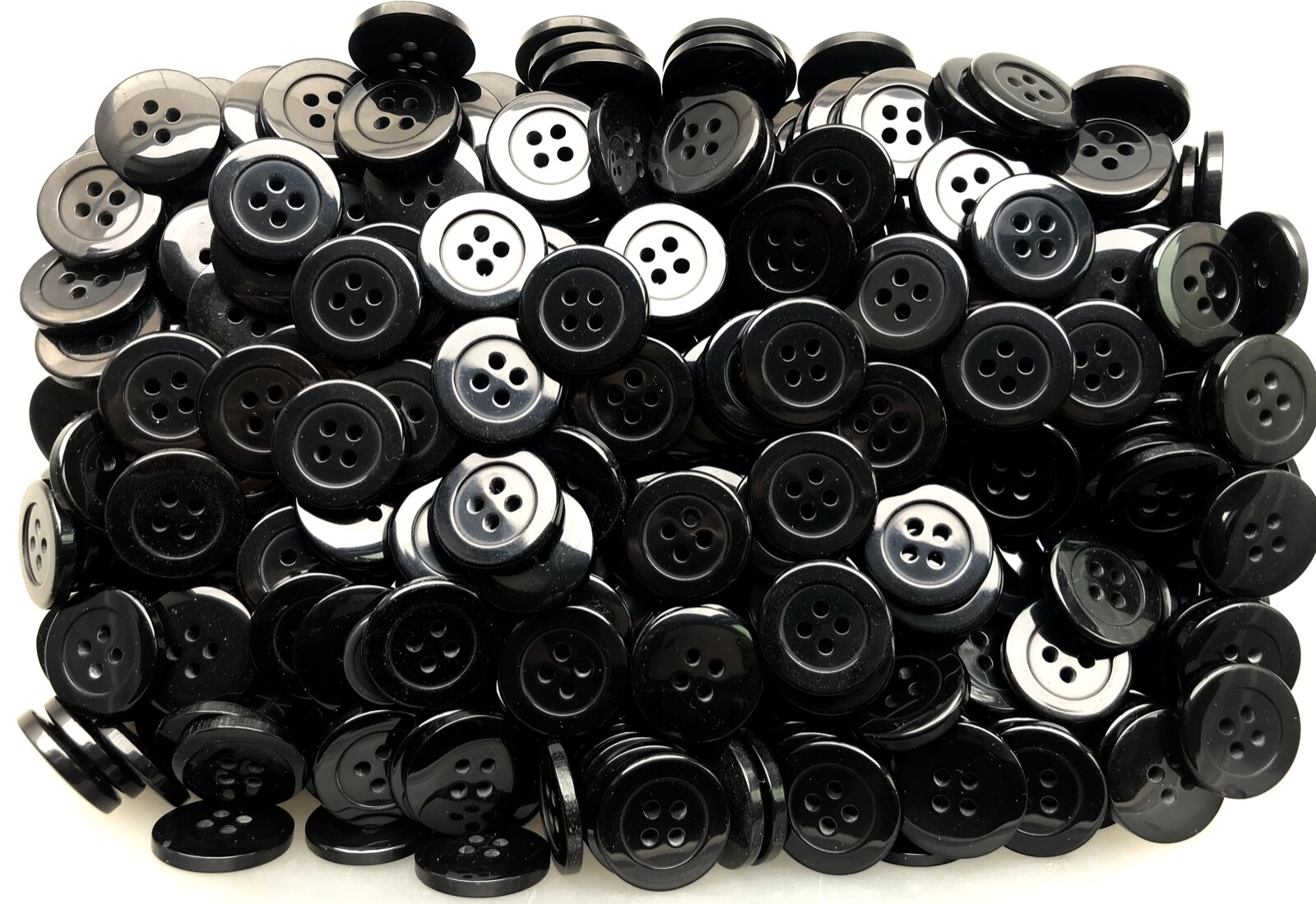 Buttons 20mm 32L Black 4 Hole Polished Craft Coat Jacket Sewing Button ...