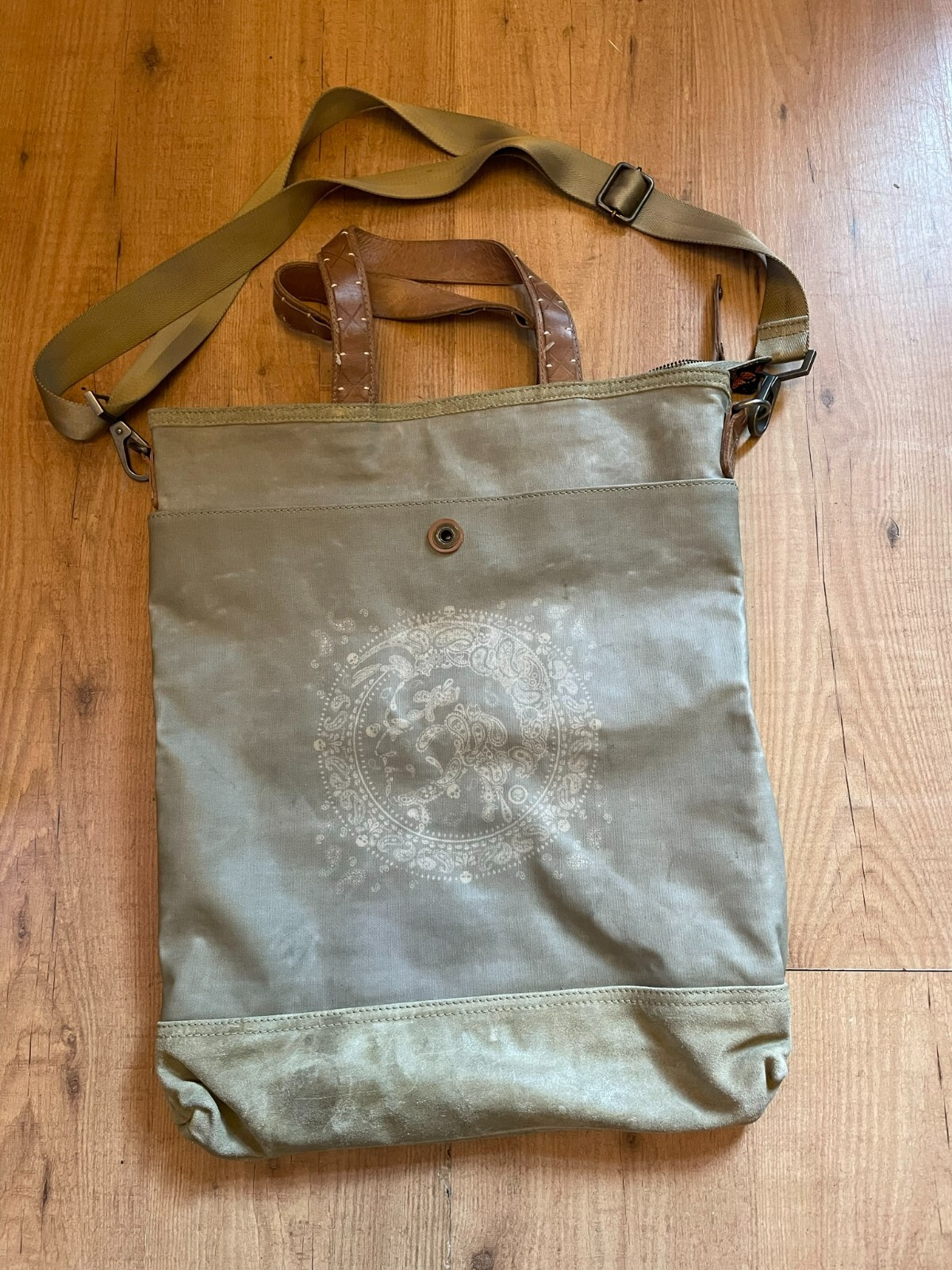 Large Diesel bag, karki green, & suede 50cm, 41cm | eBay UK