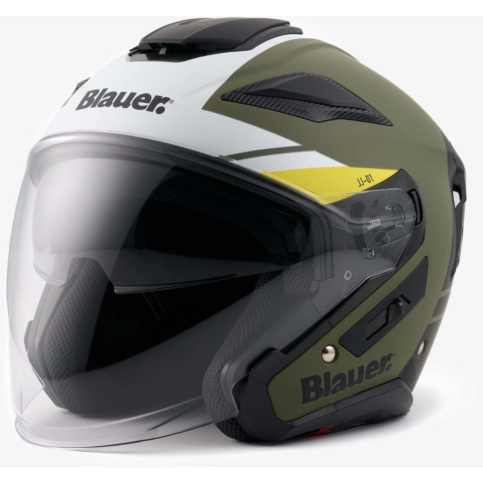 BLAUER JJ01 H67 JET Motorcycle Helmet Black Green Yellow Size L | eBay UK