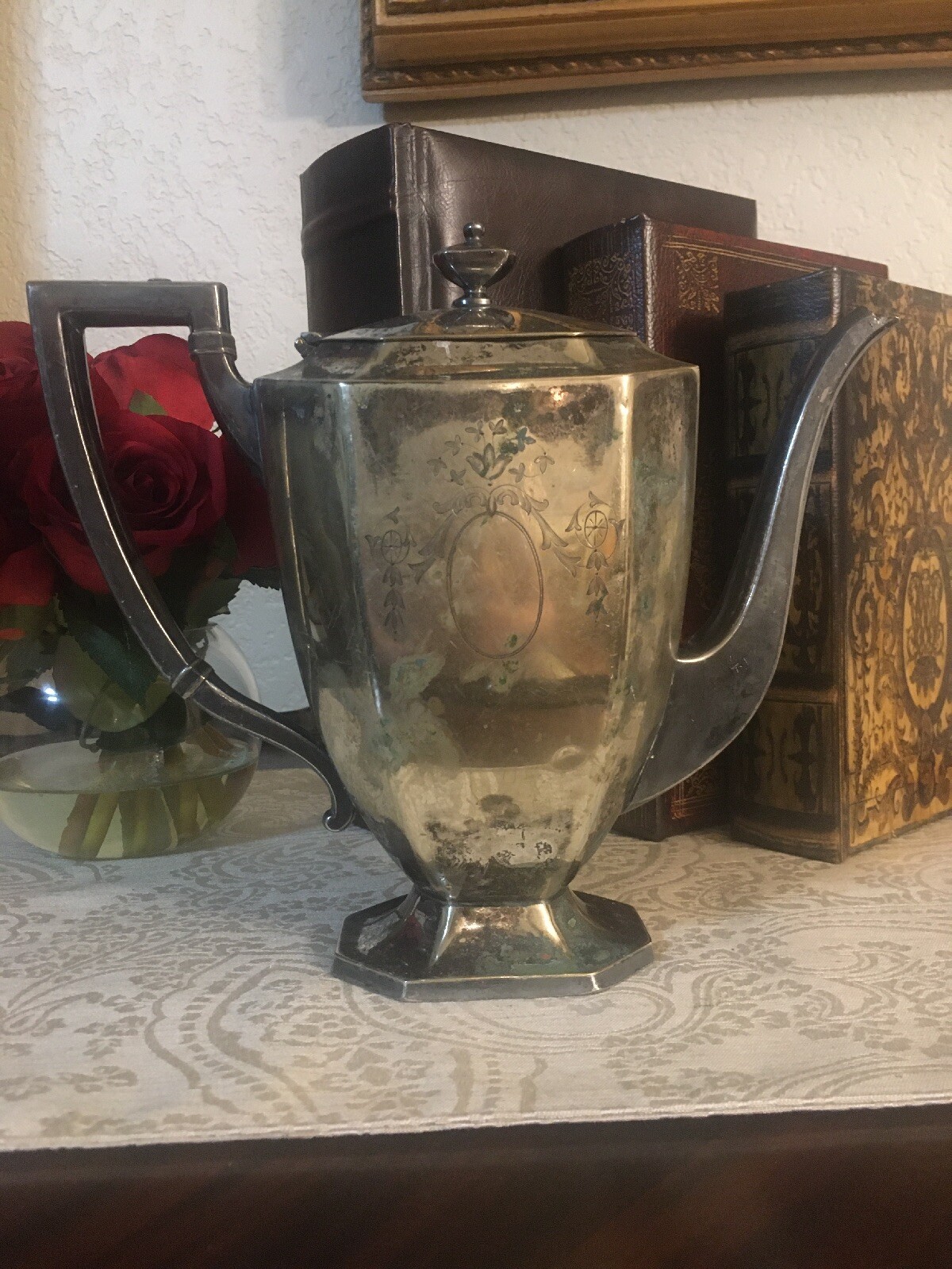 Rare Antique/Vintage WM Mounts Homan Plate on Nickel Silver Coffee Pot ...