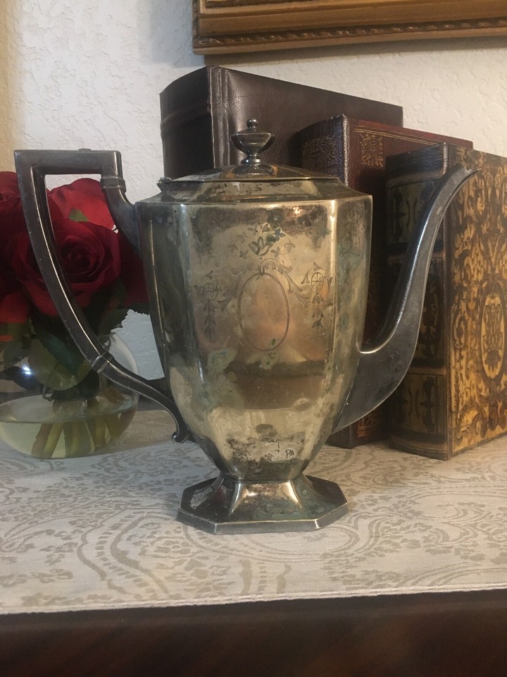 Rare Antique/Vintage WM Mounts Homan Plate on Nickel Silver Coffee Pot ...