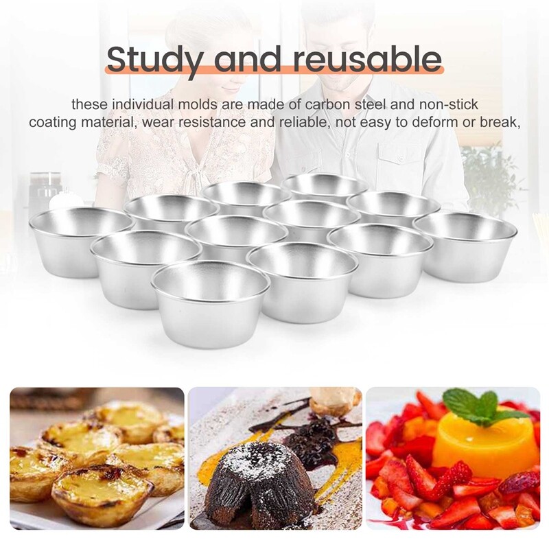12 Pieces Individual Molds Pudding Molds Cups Chocolate Molten Pans8011 ...