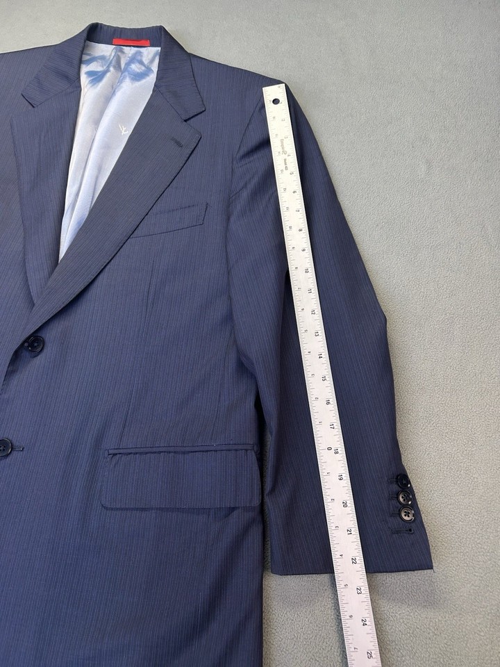 Isaia Napoli Men’s Italian Sport Coat 52R Navy Blue Striped 120s Wool ...