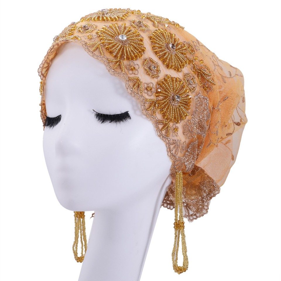 Tassels Hijab Muslim Turban Beanies Hat Bonnet Headwear Embroidery Cap ...