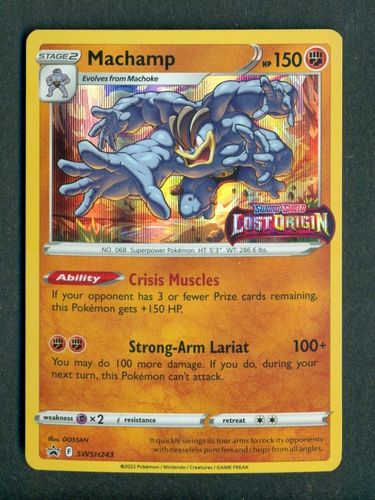 2022 pokemon Machamp SWSH243 Prerelease Black Star Holo Rare Promo NM ...