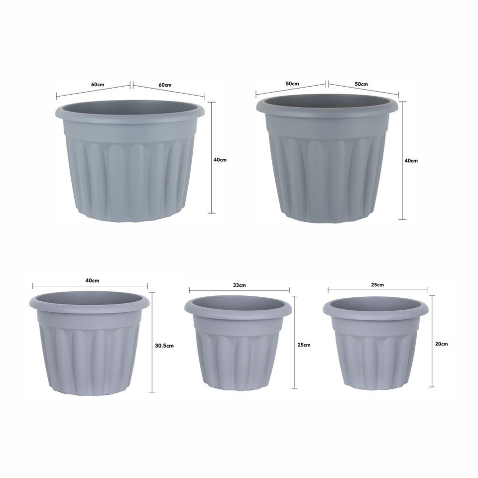 3 x Round Small - Extra Large Plastic Garden Planter Plant Pots 25/33 ...