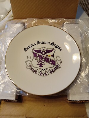 Vintage Greek Cote Sigma Sigma Sigma Chi Fraternity Dinner Plate In Box ...