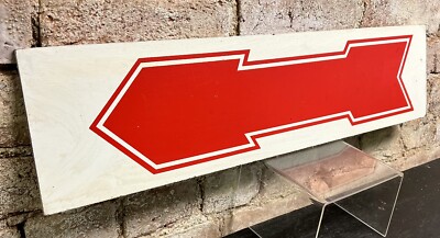 Vintage 24" x 6" Wood Hand Painted Red Arrow Double Sided Real Estate ...