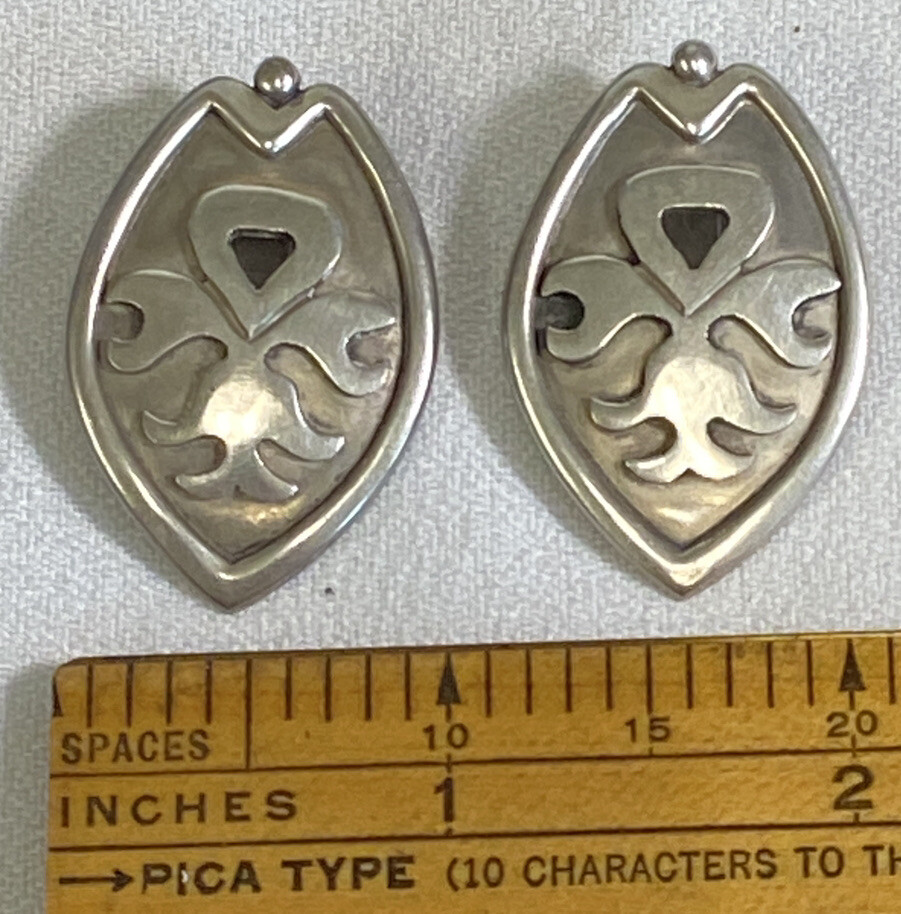 Sterling Silver Earrings Modernist Taxco Mexico Signed JLF Miguel Clip ...
