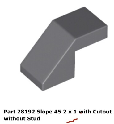 Lego 1x 28192 Dark Bluish Gray Slope 45 2 x 1 with Cutout without Stud ...
