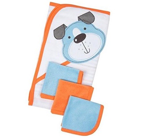 Gerber Baby Boy 4-piece Orange/Blue Dog Hooded Terry Bath Set; Baby ...