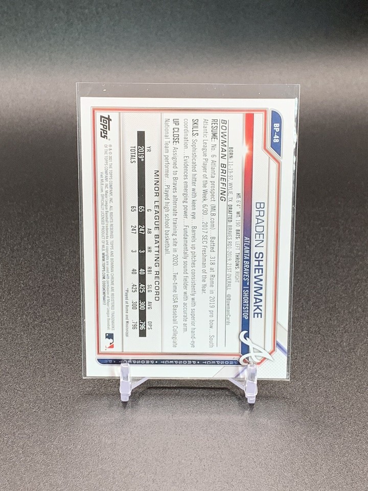 2021 Bowman Braden Shewmake BP-48 Sky Blue Paper /499 | Atlanta Braves ...