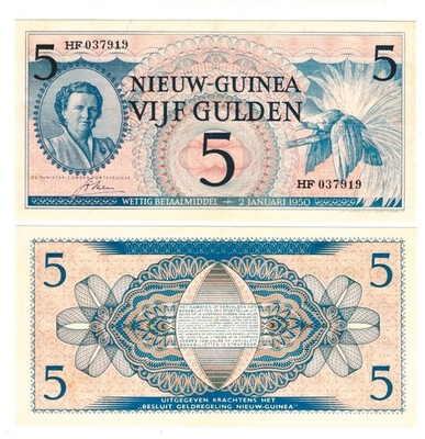 u Reproduction Note Netherlands New Guinea 5 Gulden 1950 Pick #6 1753R ...