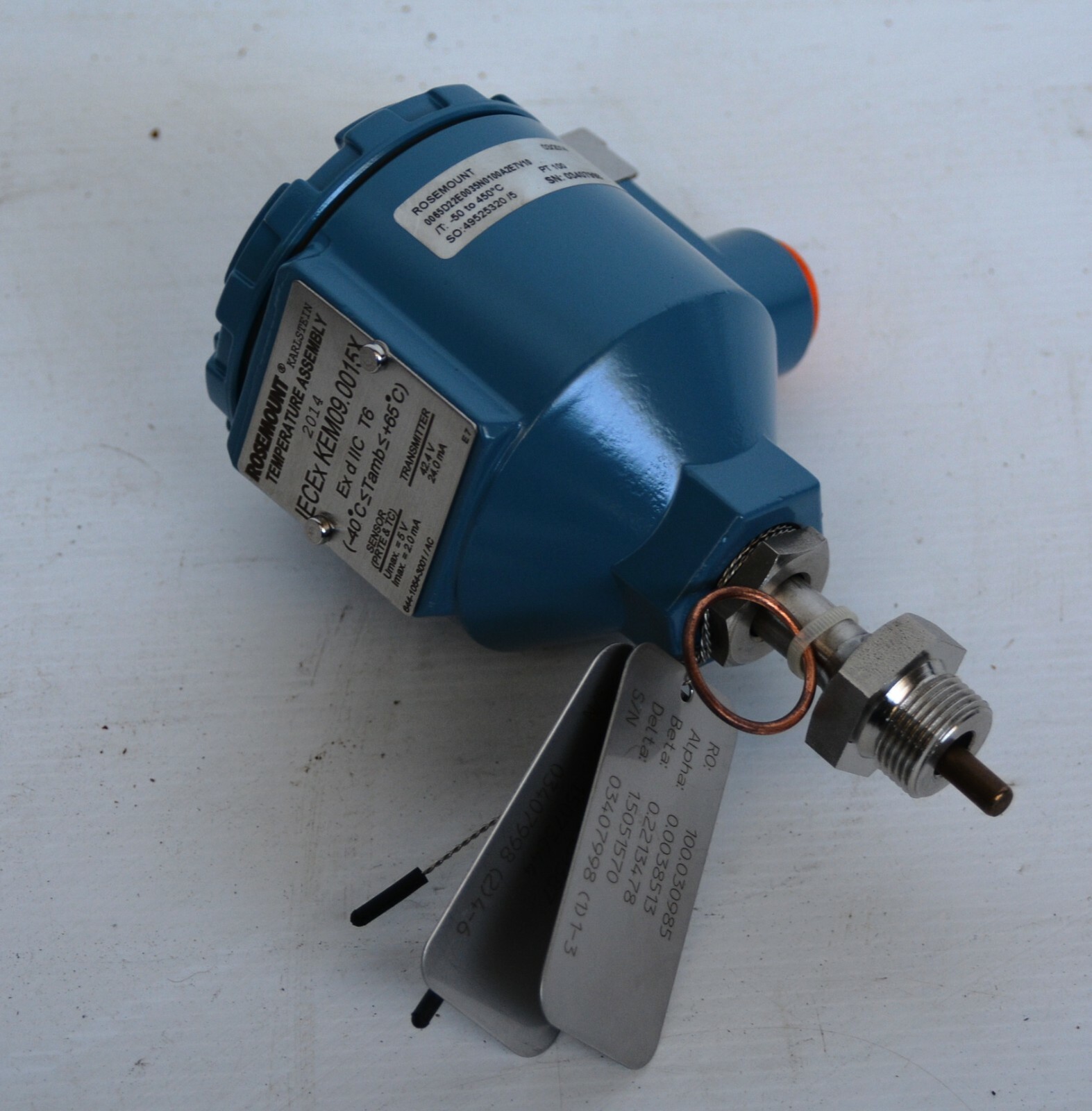 Rosemount Emerson 0065D22E0035N0100A2E7V10: PT 100 RTD Temp Sensor Ass ...