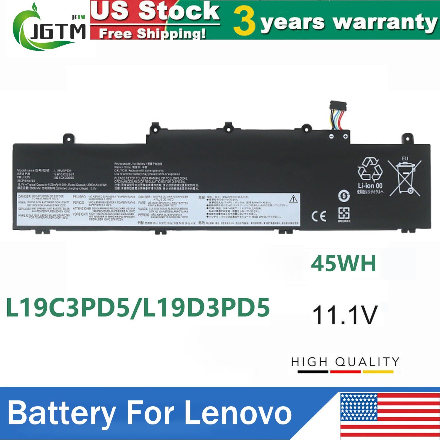 L19M3PD5 L19C3PD5 L19D3PD5 Battery For Lenovo ThinkPad E14 Gen 2 20T6 ...