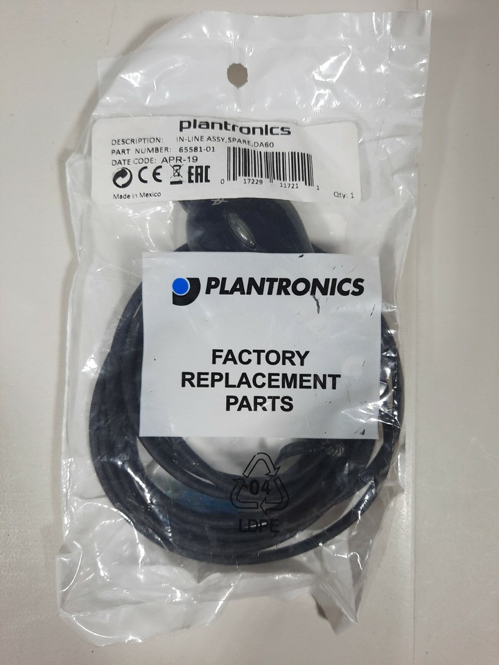 Plantronics DA60 RJ45-QD Headset Adapter Spare In-line Remote Adapter ...