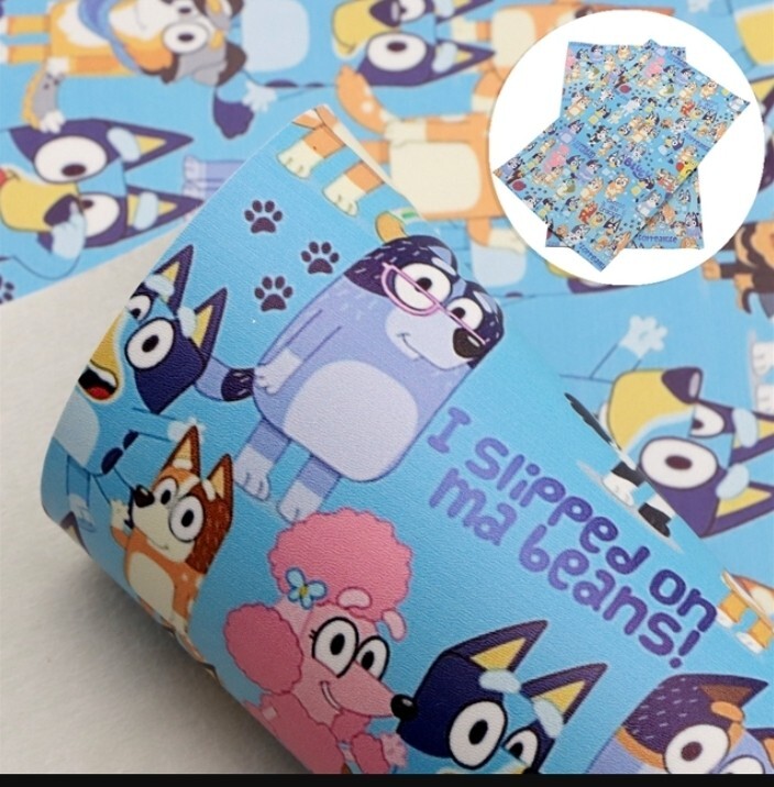 Bluey FAUX LEATHER SHEET 8" X 12" Cartoon 1110677 Dog Paw SMOOTH ...