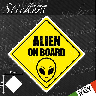Adhesive Stickers Signal Sign Alien on Board IN Border Auto Motorcycle ...