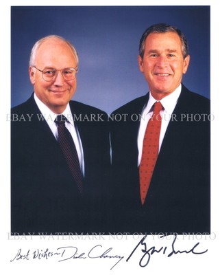 US PRESIDENT GEORGE BUSH AND VP DICK CHENEY SIGNED AUTOGRAPH 8x10 RP ...