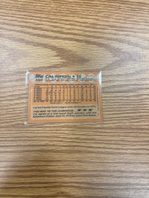 1988 Topps Baltimore Orioles Cal Ripken Mis print Error Baseball Card ...