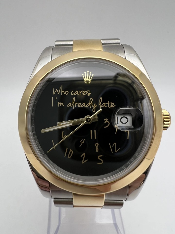 Rolex Datejust 41 126303 18K Custom Who Cares I'm Already Late Black ...