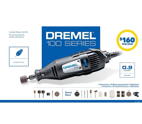 Dremel 100 Series Corded Rotary Tool Kit Single Speed 59 accessories ...