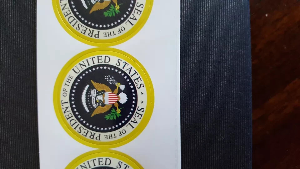 Sheet of 3 Presidential Seal of US President Glossy Colored Stickers ...