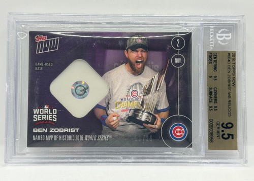 BEN ZOBRIST World Series Relic 2016 Topps Now 664D PURPLE 13/25 BGS 9.5 ...