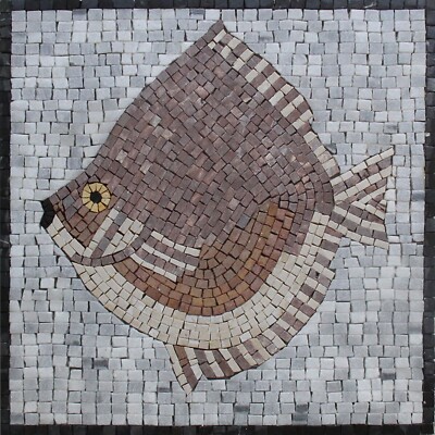 Mosaic Marble Aquarium Mural Brown Fish Home Decor Tile Art | eBay