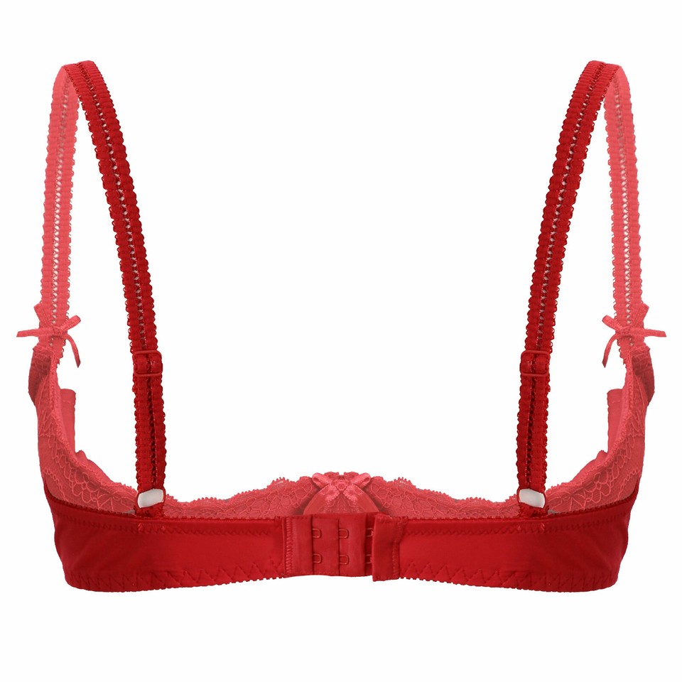 US Womens Underwire Open Nipple Bra Sheer Lace Unlined Push Up Cupless ...