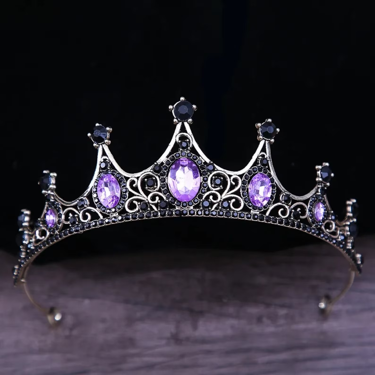 Gothic Tiaras Crowns Midnight Blossom Tiara Crown In Gold With Black