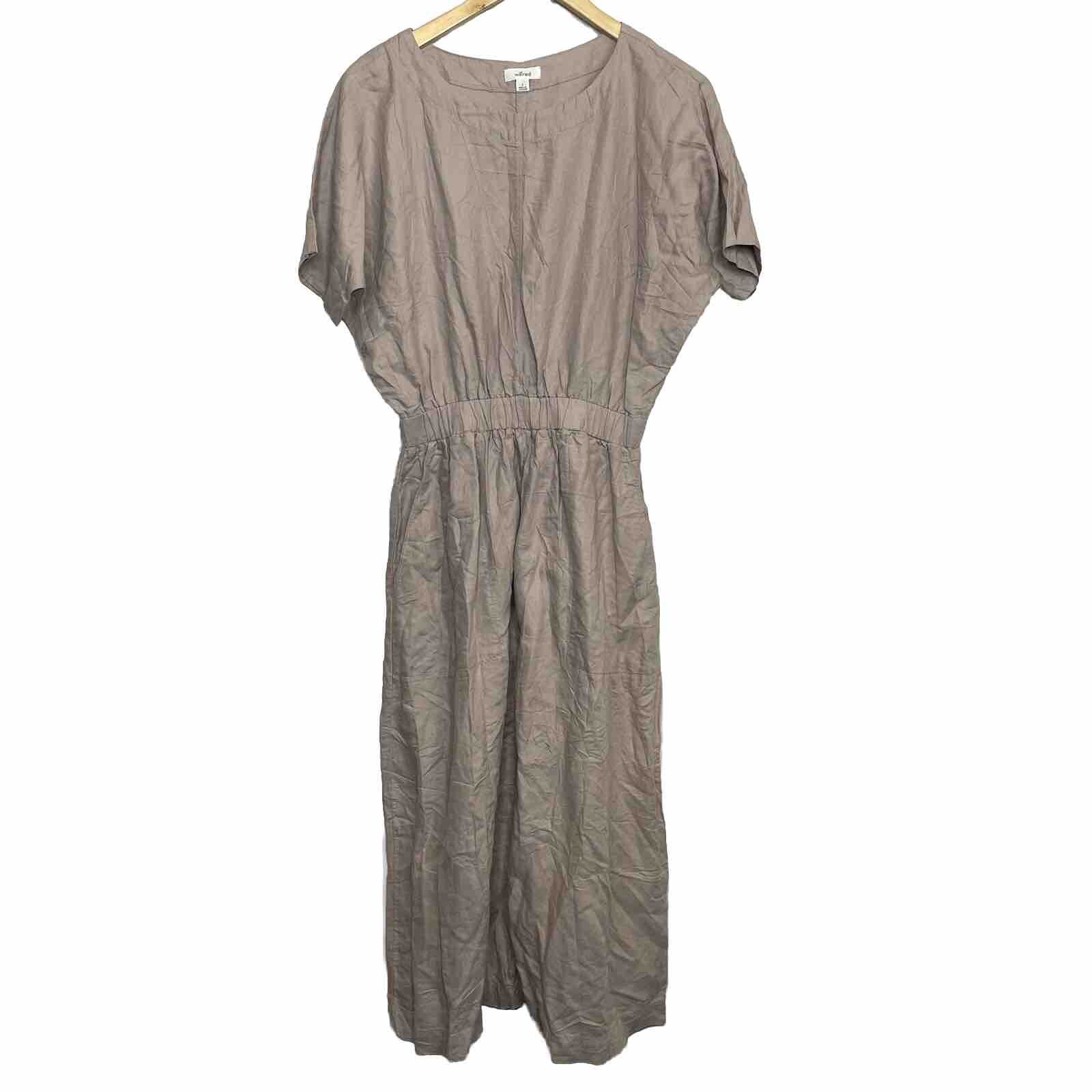 Wilfred Beige Short Dolman Sleeve Pockets Elastic Waist Minimalist Midi ...