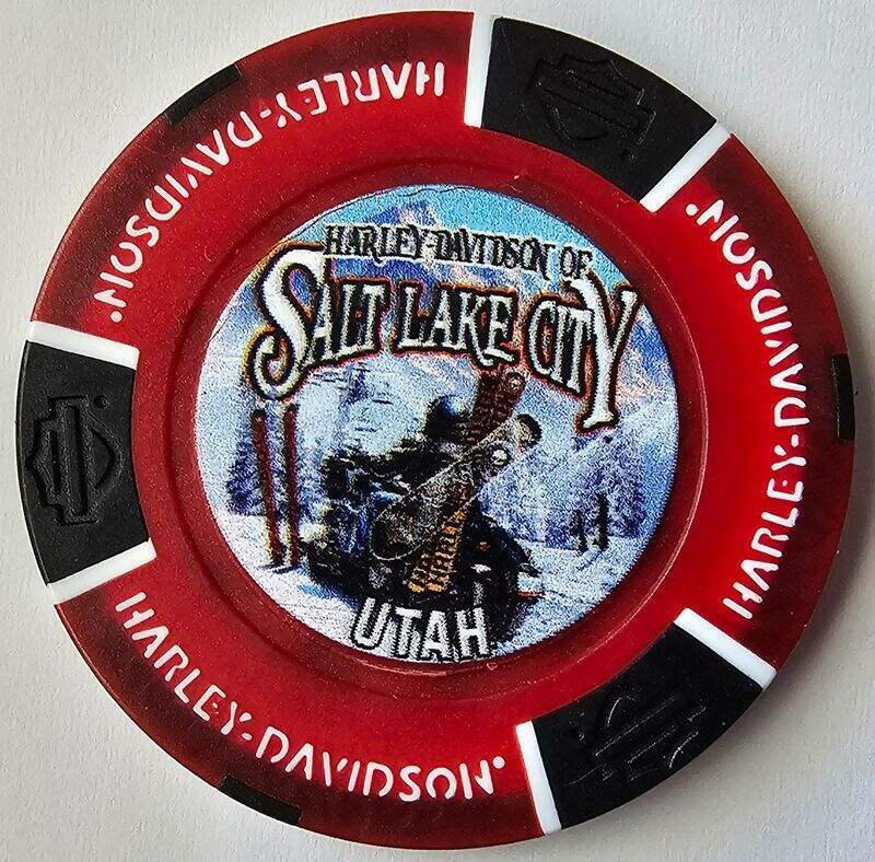 HARLEY-DAVIDSON OF SALT LAKE CITY (UT) Full Color Dark Red/Black Poker ...