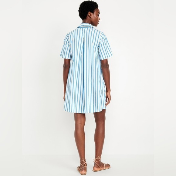 Old Navy Mini Swing Shirt Dress Blue White Nautical Stripe NWT Petite ...