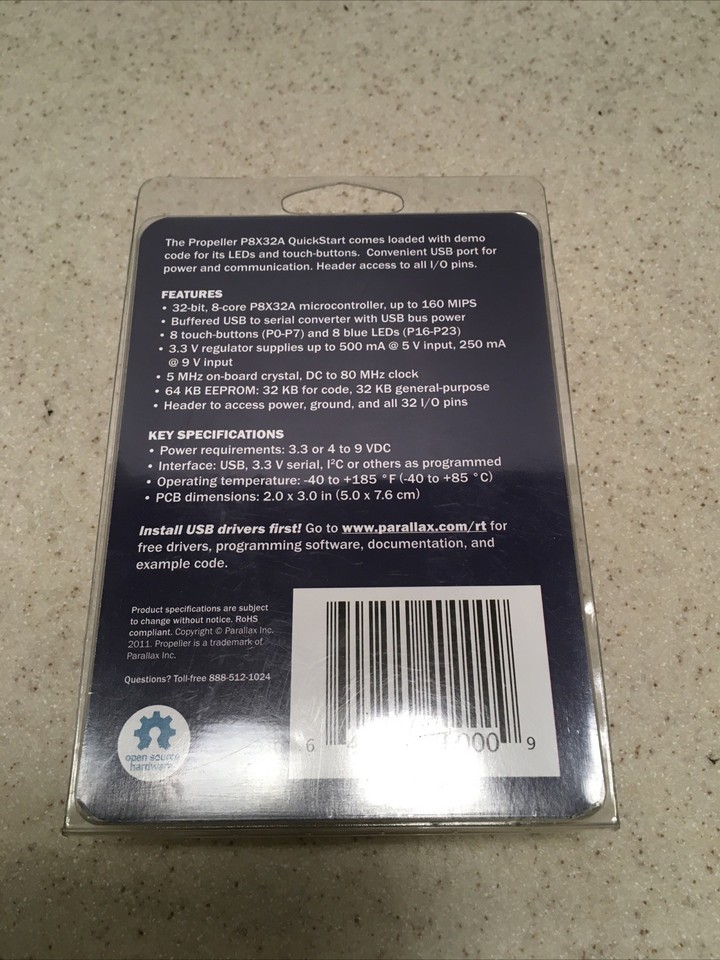parallax propeller p8x32a quickstart multi-core microcontroller ...